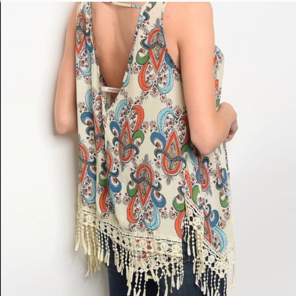 Tops | Bohemian Festival Tank Top Blouse With Tassels Nwt | Poshmark